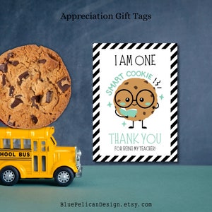 Printable Thank You Cookie Tag for Teachers – Smart Cookie Treat Tag ...
