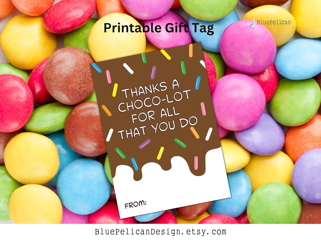 Printable Chocolate Gift Tag – Employee Gift Tags – Printable Candy ...