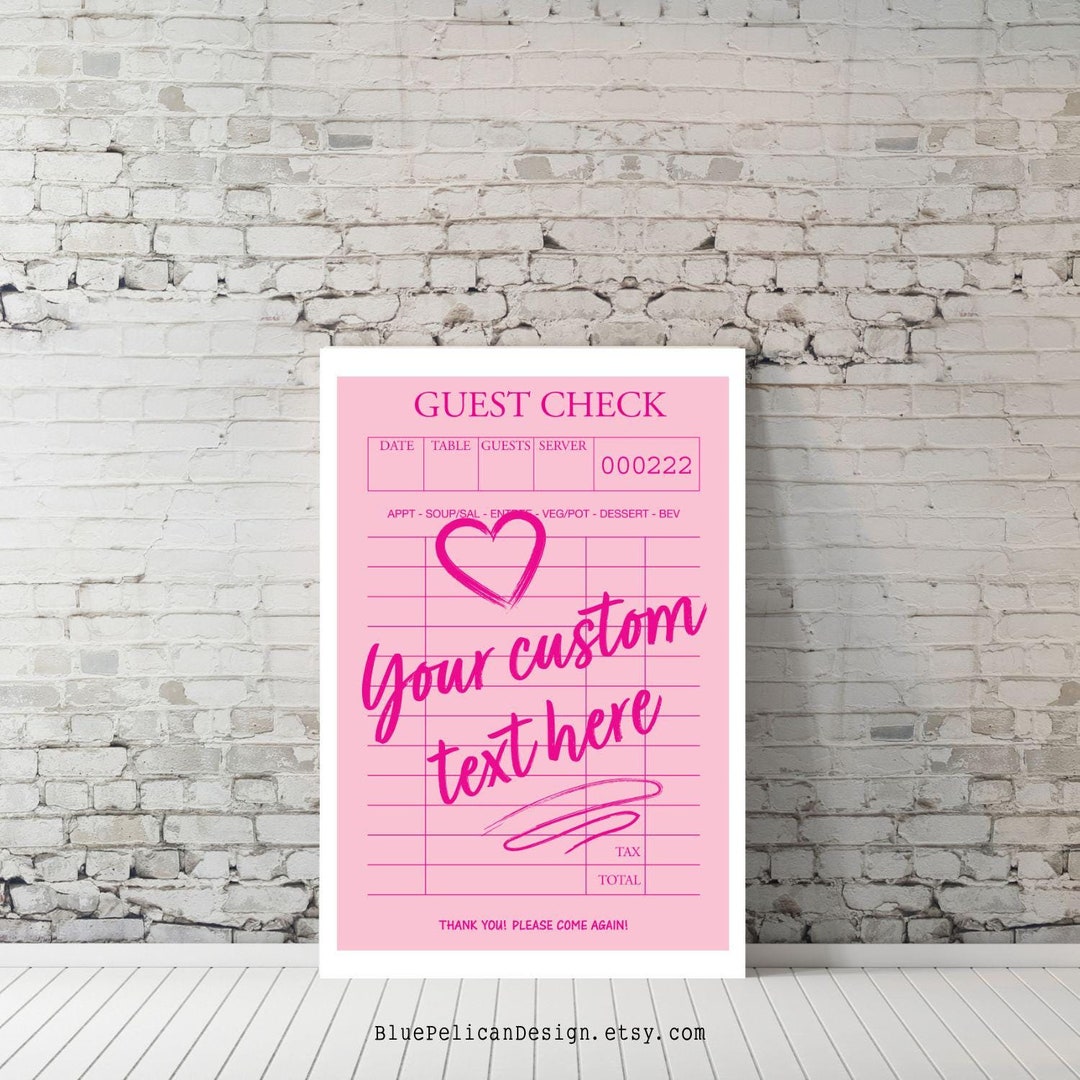 Custom Guest Check Art – Personalized Cute Apartment Decor – Your Quote ...