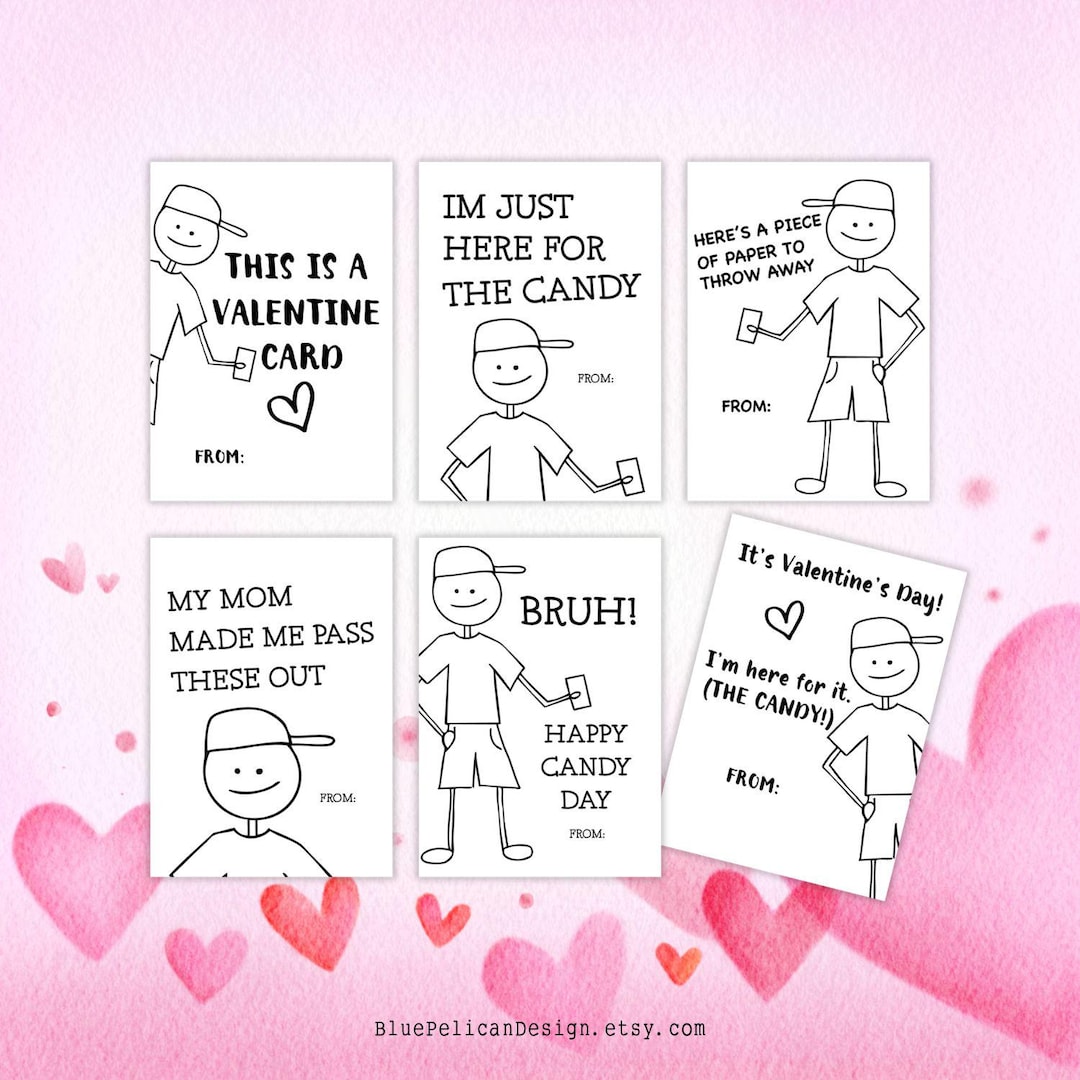 Classroom Valentine Exchange – Stick Figure, Funny Valentine Gift Tag ...