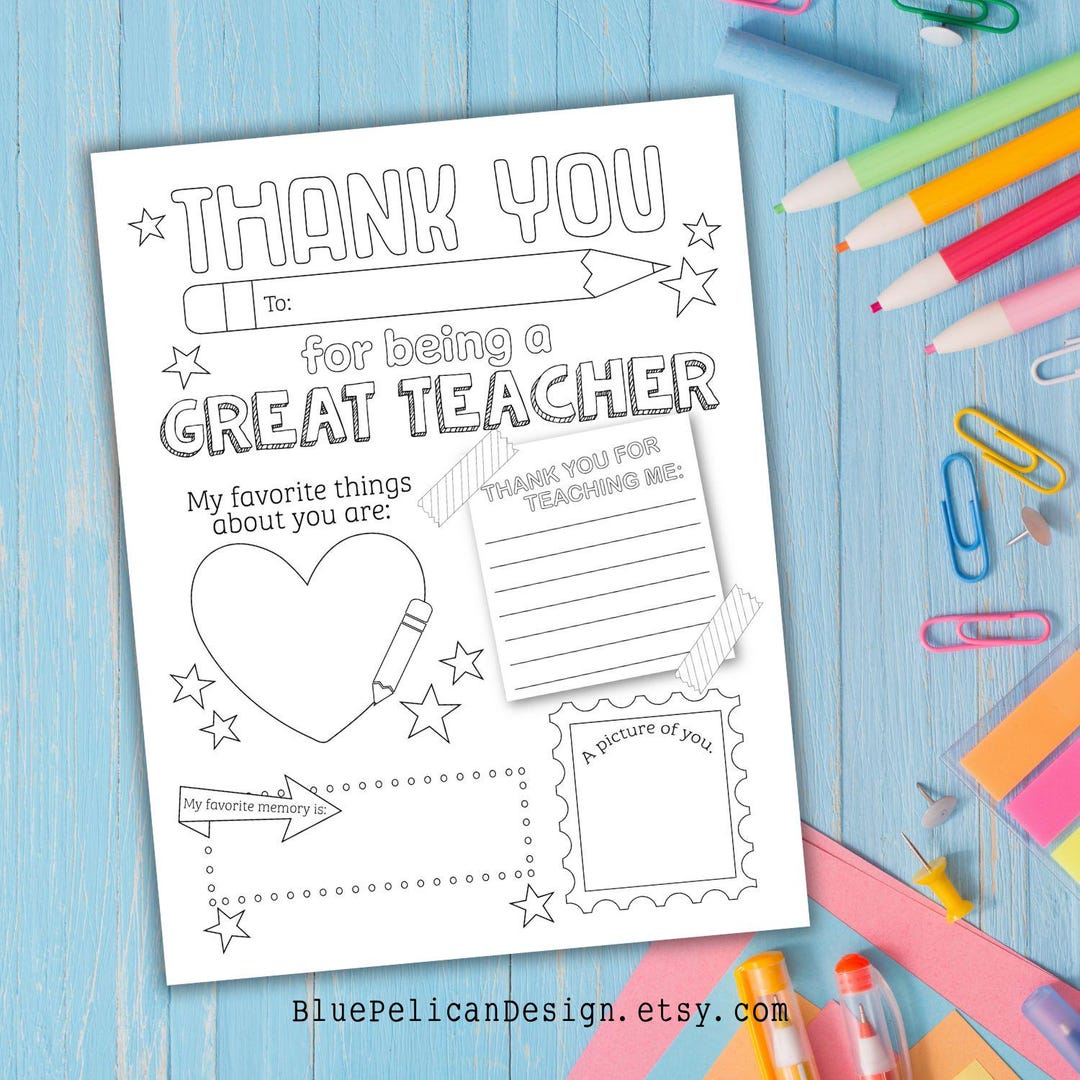 End of the Year Student Gift, Teacher Appreciation Coloring Sheet ...