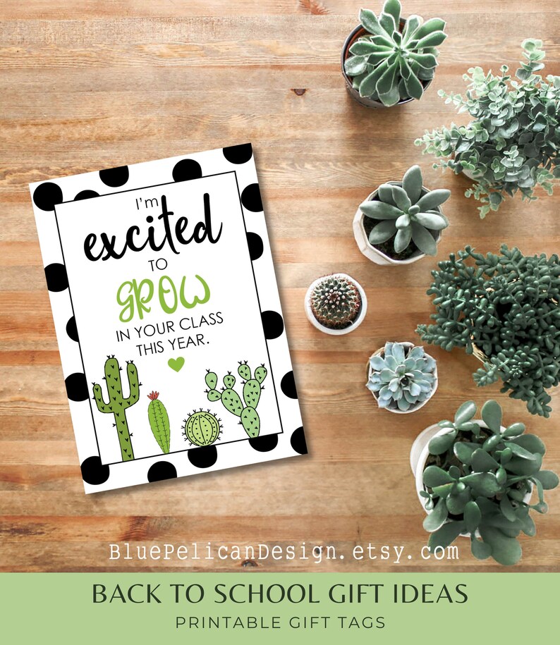 Succulent Teacher Gift Tags – Printable Back to School Present (digital ...