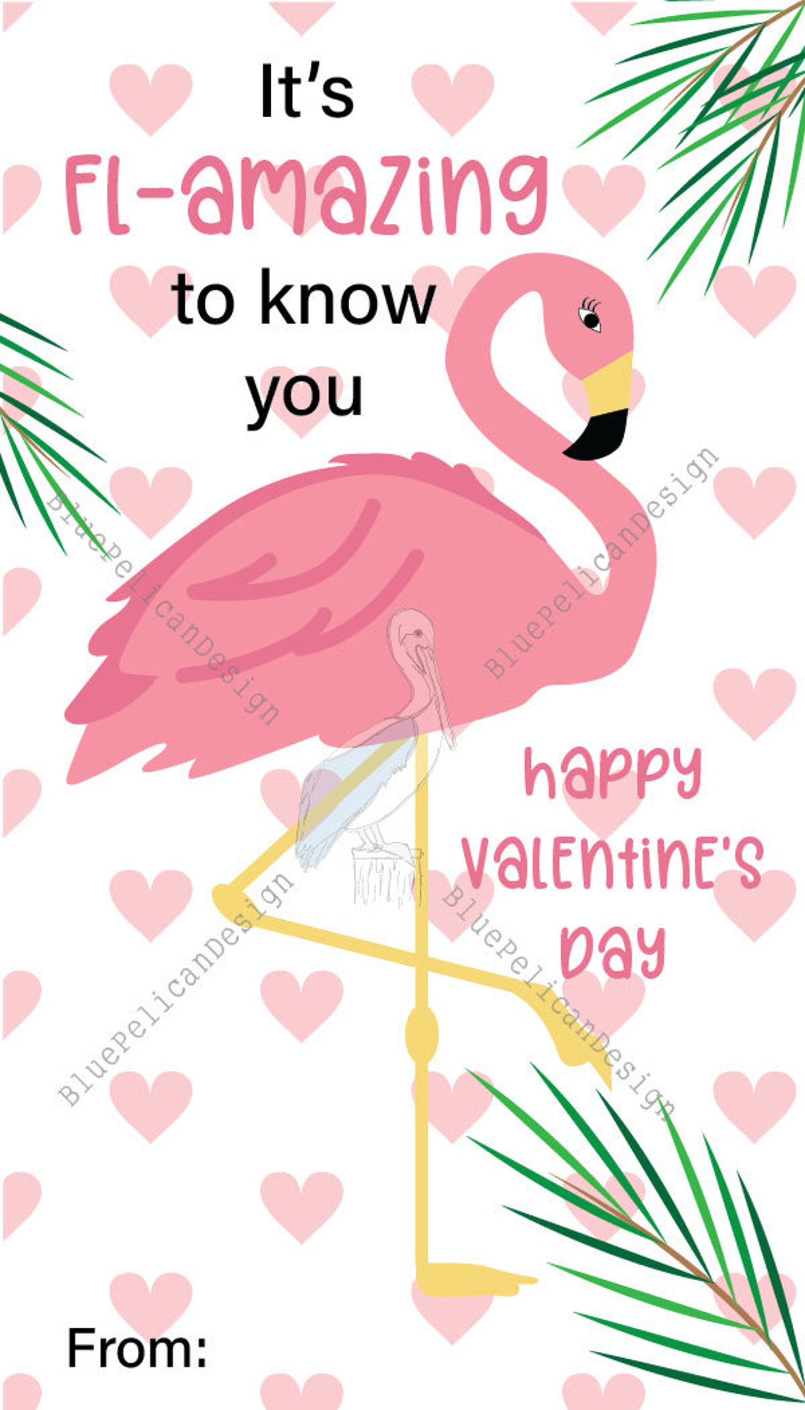 Flamingo Valentine Tag – Kids Classroom Gift (digital Download) - Etsy