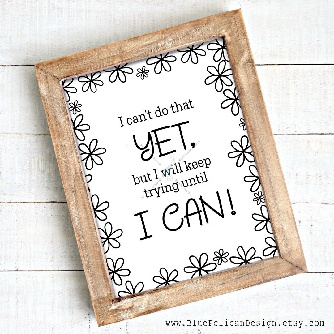 Growth Mindset Art Print – I Can't Do That yet Sign (digital Download ...