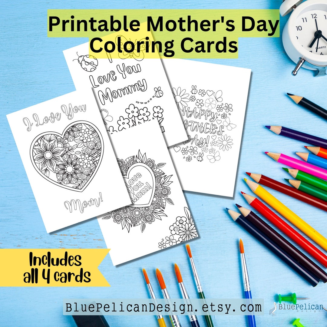 Printable Mothers Day Coloring Cards – Mothers Day Card Colorable ...