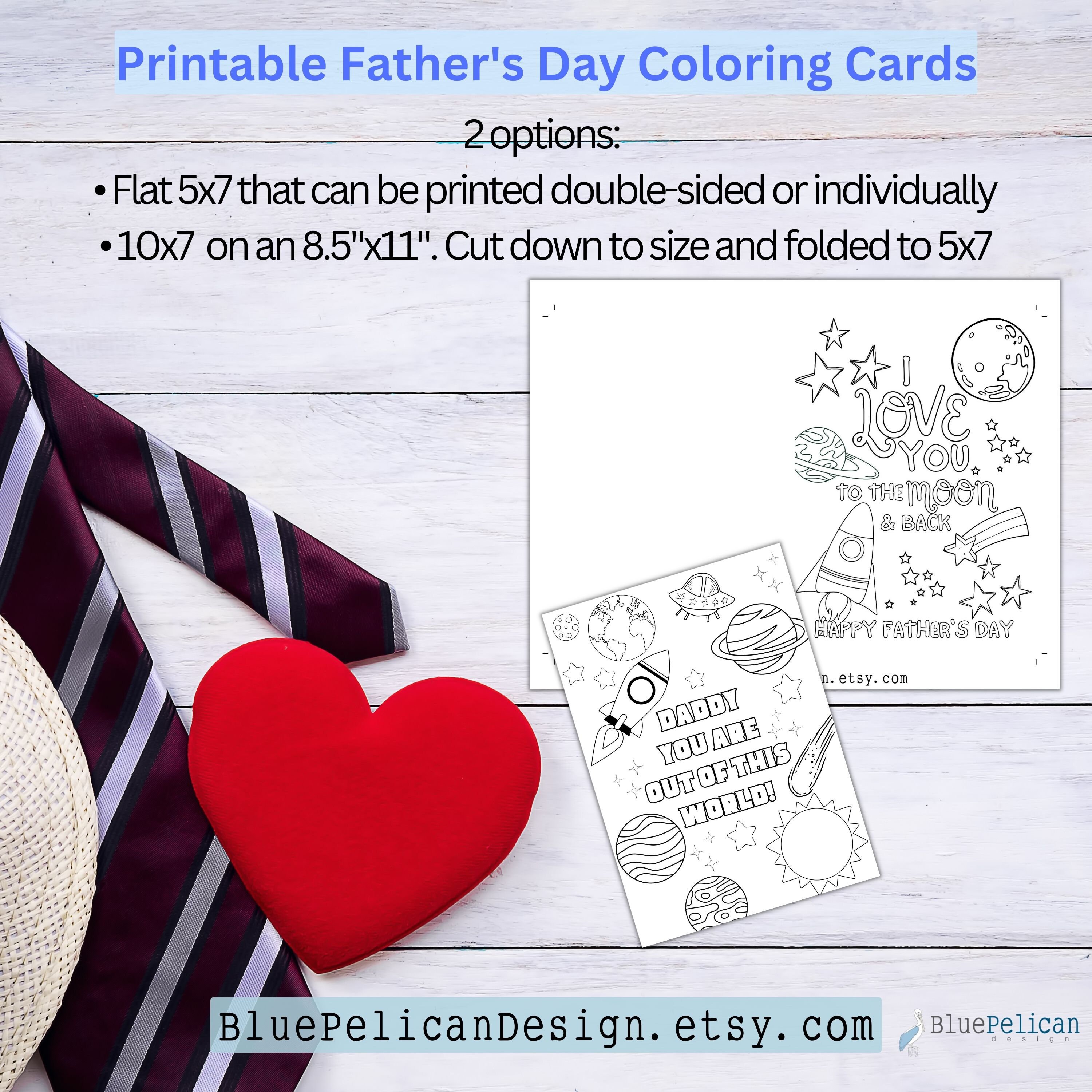 Space Coloring Cards for Dad Instant Download – Galaxy Happy Father's ...