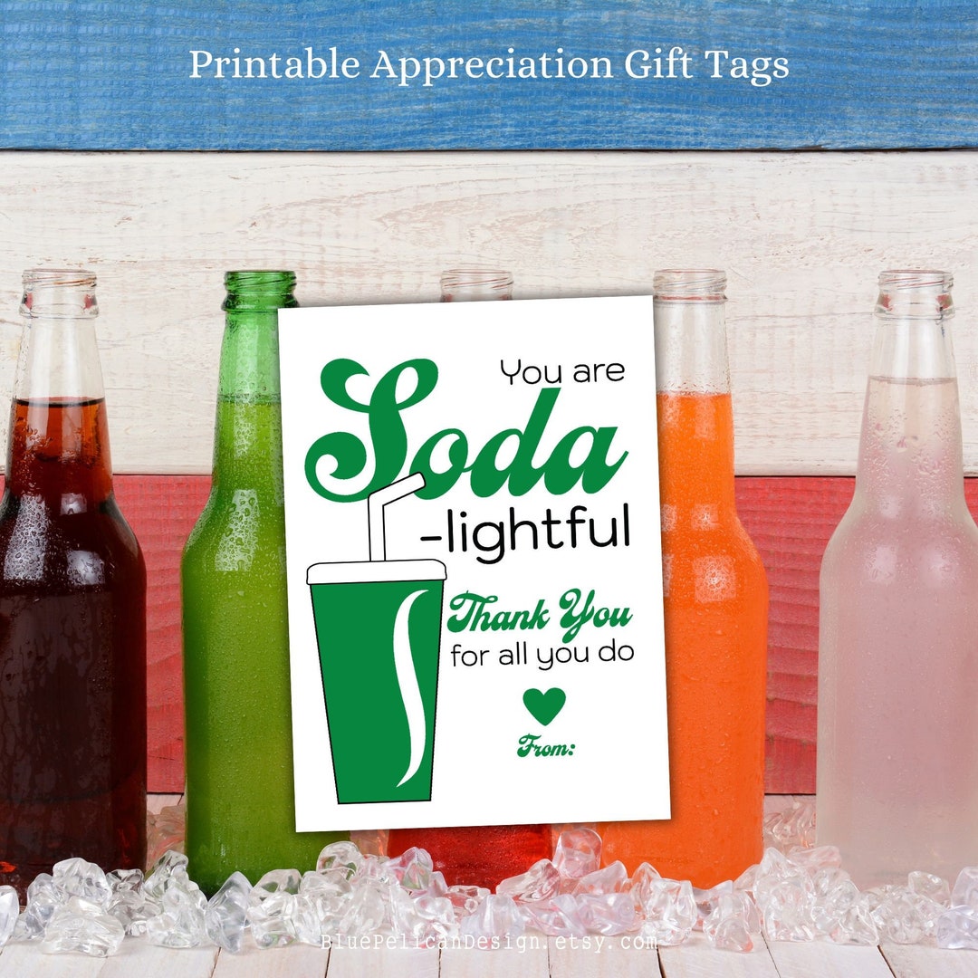 Sprite or 7up Soda-lightful Thank You Gift Tags – Printable Soda Card for Teachers Employee ...