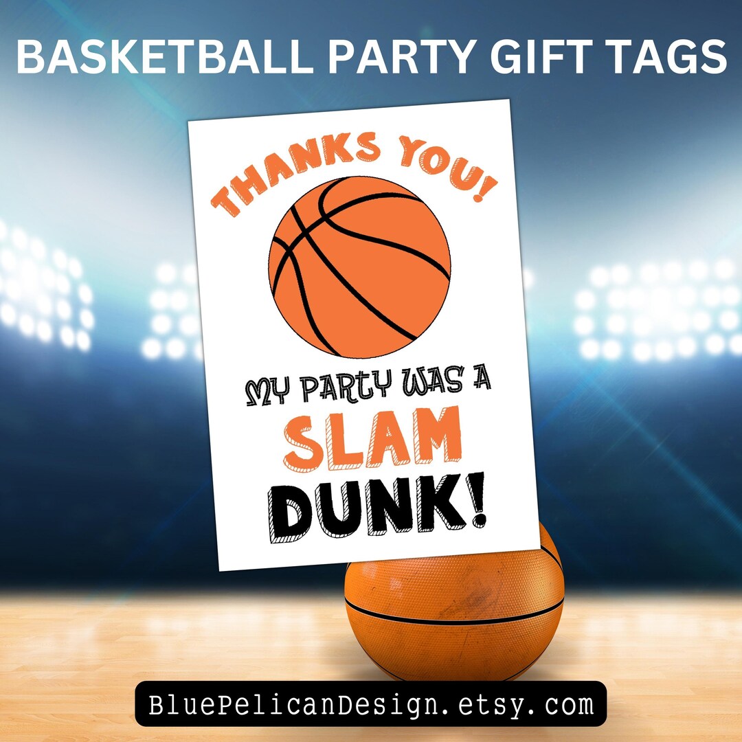 Basketball Thank You Gift Tag – Themed Birthday Tag – Printable ...