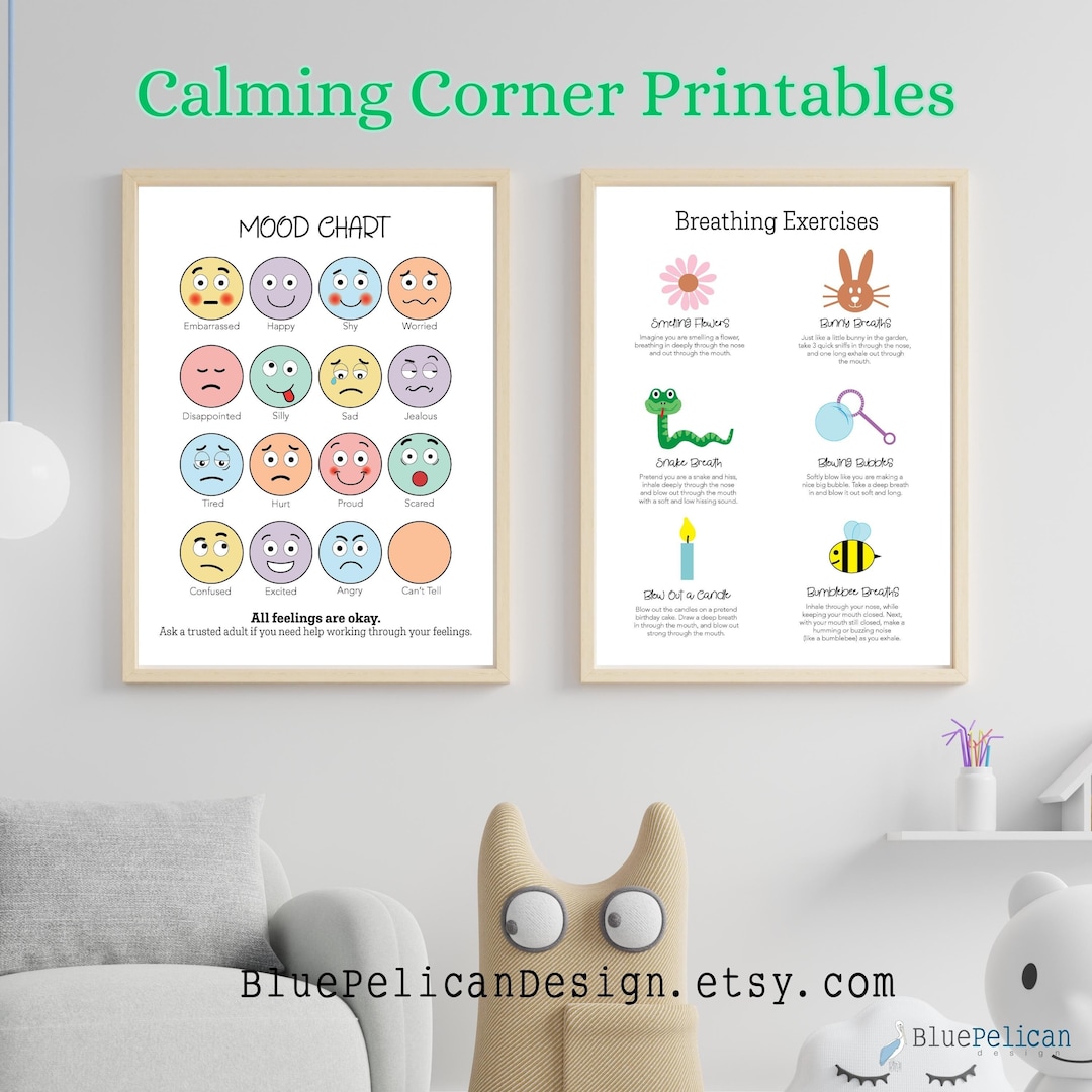Emotions Chart and Breathing Exercises Poster – Growth Mindset Sign ...