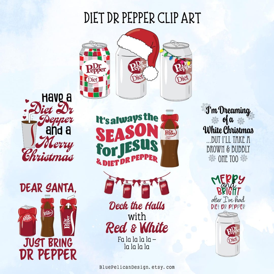 Happy Christmas Dr Pepper Clip Art Bundle – Holiday Soda Can PNG ...
