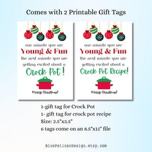 Young and Fun Crock Pot Tag – crock Pot Recipe Gift Tag - Printable ...