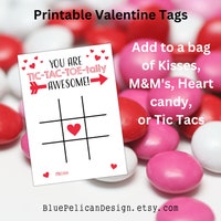 PRINTABLE Hugs and Kisses XO Tic Tac Toe Valentine's Day Treat Card ...