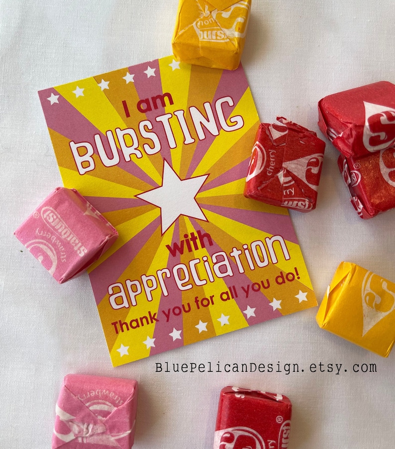 Printable Starburst Teacher Appreciation Gift Tag (digital Download) - Etsy