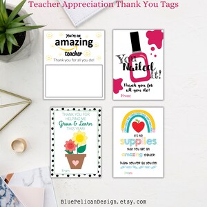 Printable Appreciation Gift Tag Bundle – Thank You Gift Tags – Teacher ...