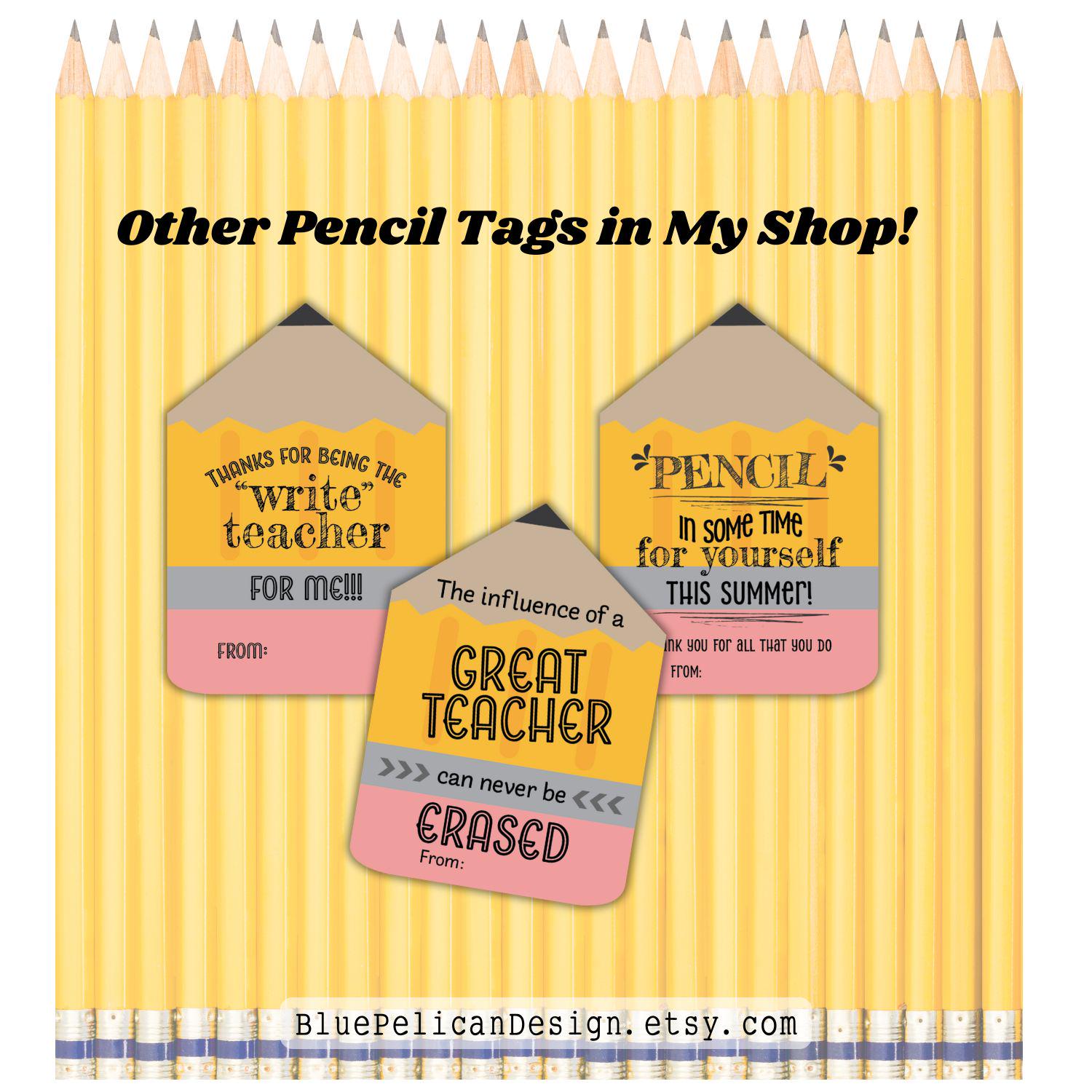 Pencil Gift Tag – Printable Teacher Appreciation Favor Tag – Thank You ...