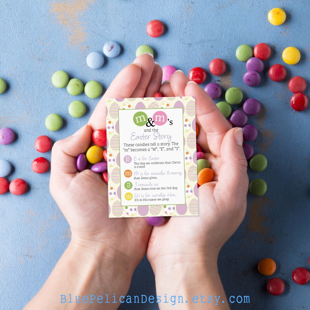 Printable M&M Easter Story Treat Tag – Christian Easter Favor Tags ...