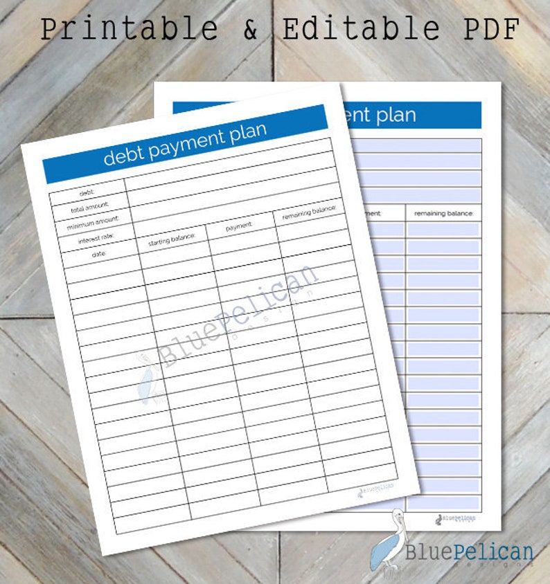 Debt Payment Plan Printable Debt Pay Off Plan Blank Debt Etsy debt-payment-plan-printable-debt-pay-off-plan-blank-debt-etsy