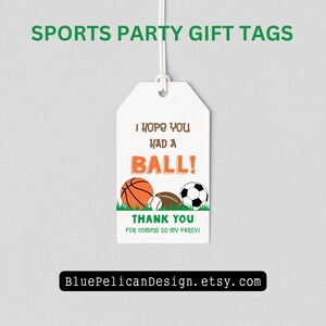 Sports Gift Tag – Themed Birthday Gift Tag – Printable Birthday Treat ...