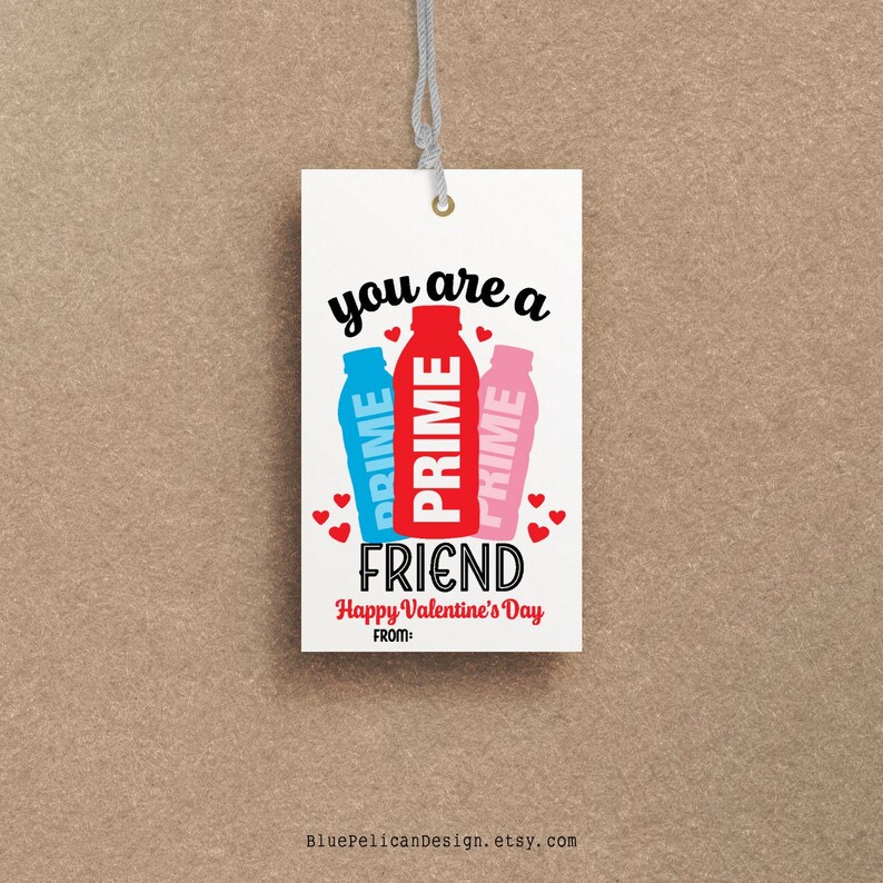 Prime Valentine Gift Tags – Drink Bottle Printable Valentine Cards for ...