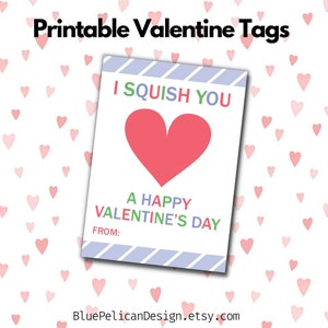 Classroom Valentine Cards – Squishy Valentine – valentine Favor Tags ...