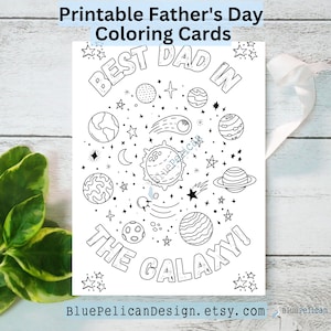 Space Coloring Cards for Dad Instant Download – Galaxy Happy Father's ...