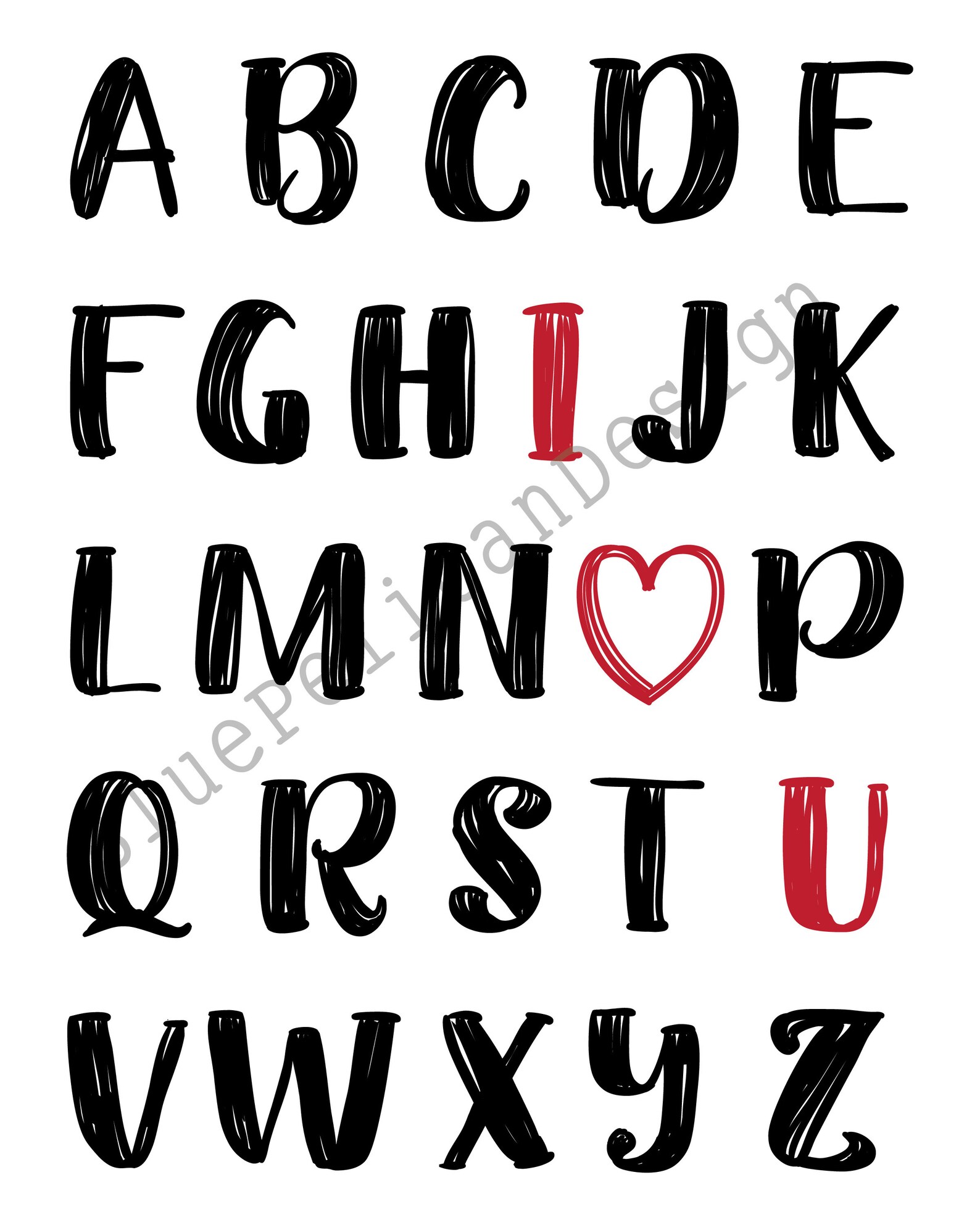 Alphabet Nursery Print – I Heart U Classroom Poster (digital Download ...