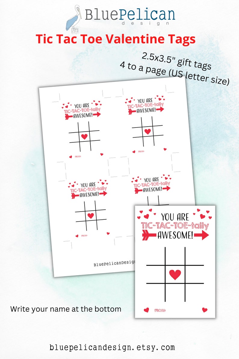 Printable Valentine's Day Tic Tac Toe Cards Valentine - Etsy