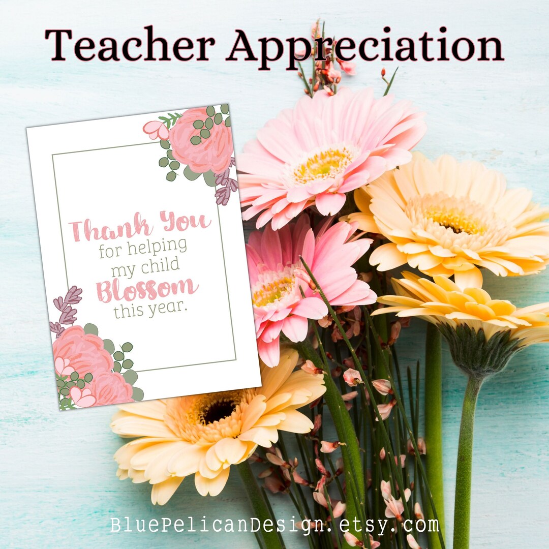 Flower Teacher Appreciation Gift Tags – Printable Teacher Flowers Gift ...