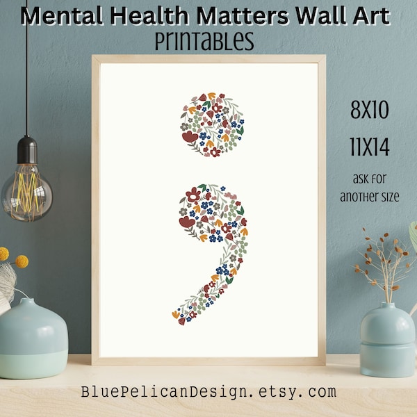 Semicolon Wall Art - Etsy