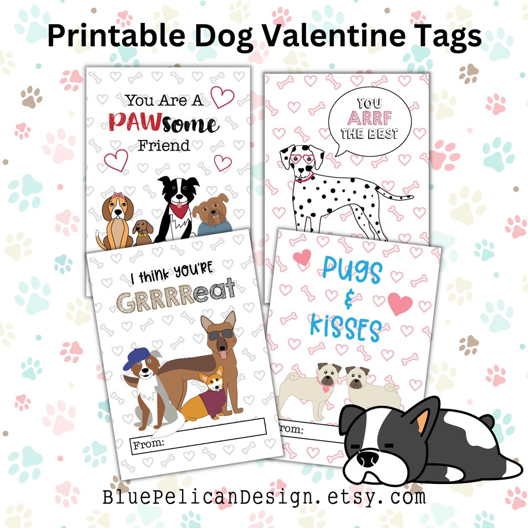Puppy Valentines – Printable Valentine Card for Kids – Dog Valentine ...
