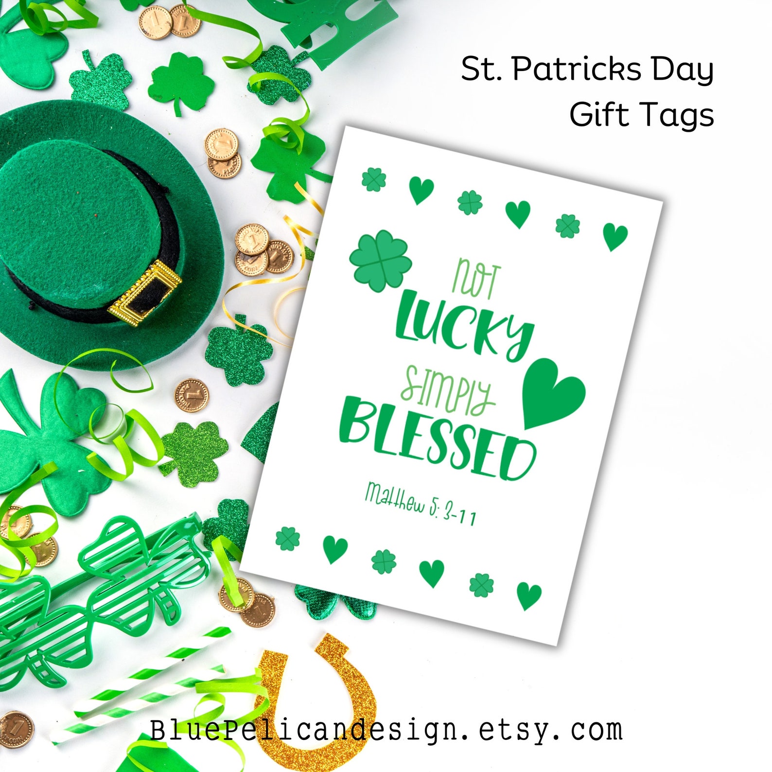 Not Lucky Simply Blessed Card Printable – Christian St. Patrick's Day ...
