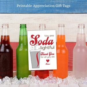 Soda-lightful Appreciation Gift Tags – Printable Thank You (digital ...