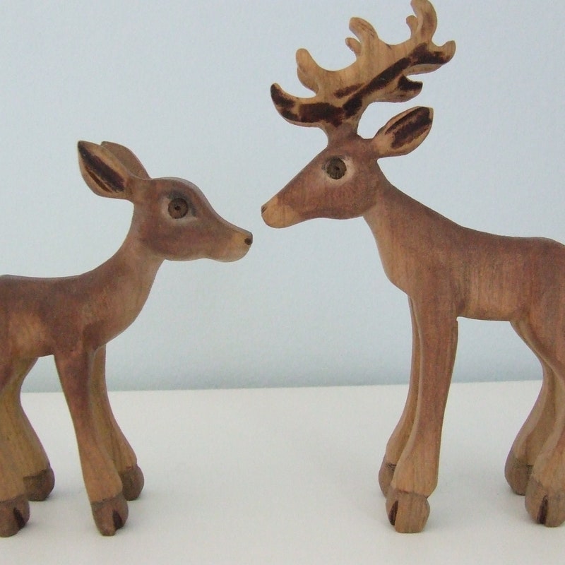 Wooden Deer Figurine - Etsy