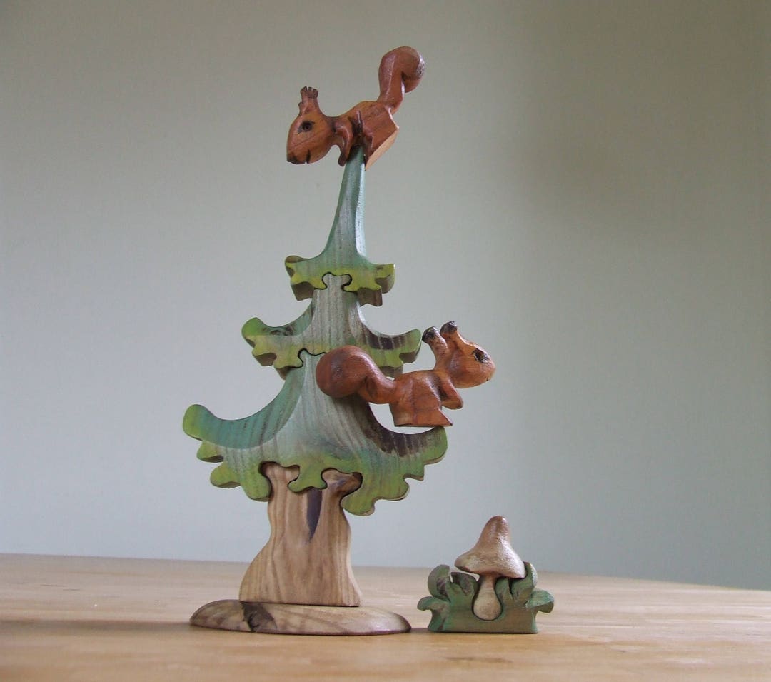 Pine Tree With Squirrels Wooden Toy - Etsy