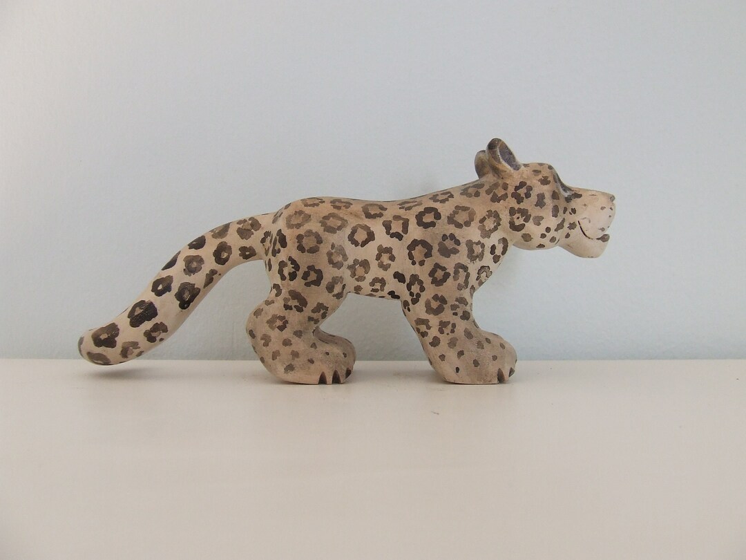 Snow Leopard Wooden Figure - Etsy