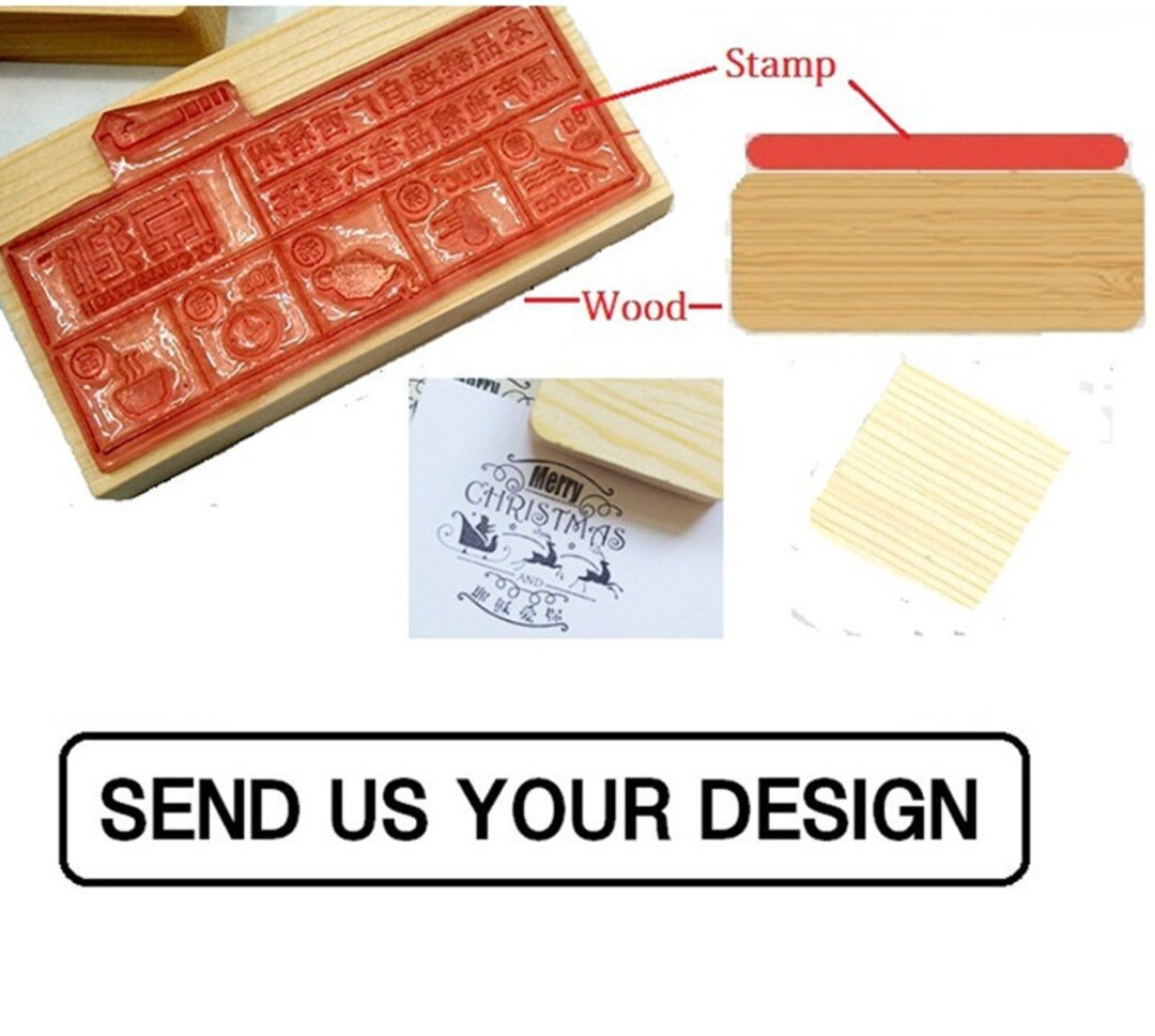 Custom Design Rubber Stamp Wood-mounted Scrapbooking Wedding Birthday ...