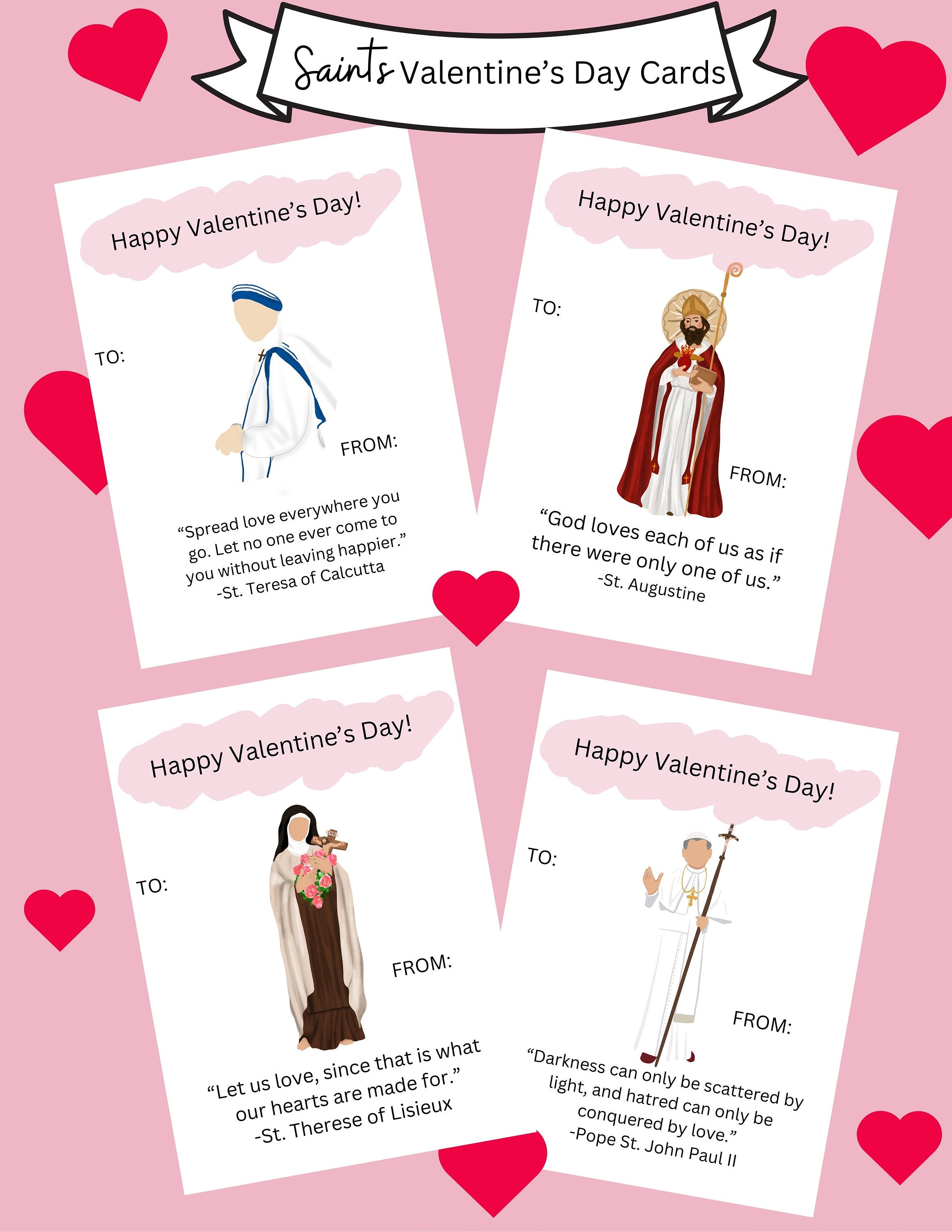 Catholic Valentine's Day Card / Saint Valentines / Catholic Valentines ...