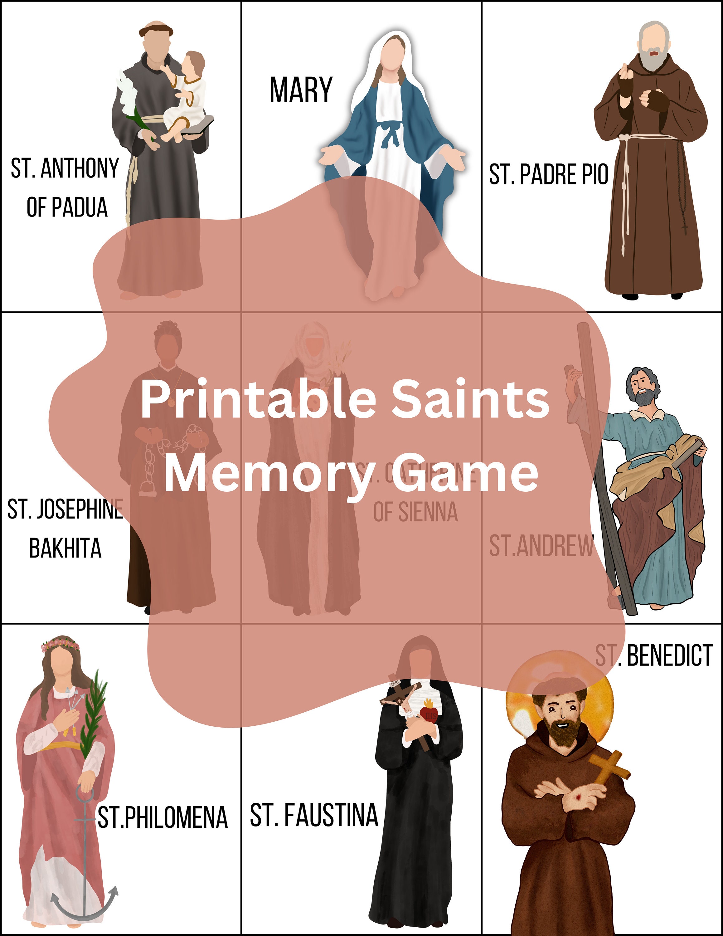 Saints Memory Match Game/ All Saints Day Game/ Printable Saints ...