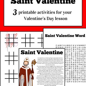 St. Valentine Printable Activity/ St. Valentine Biography Printable/ St ...