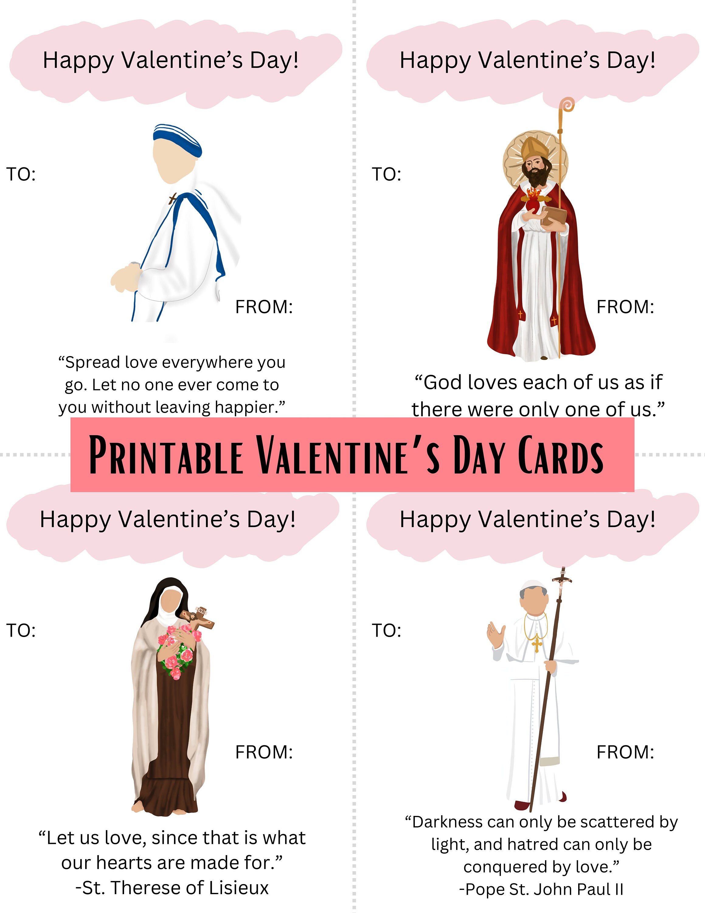 Catholic Valentine's Day Card / Saint Valentines / Catholic Valentines ...