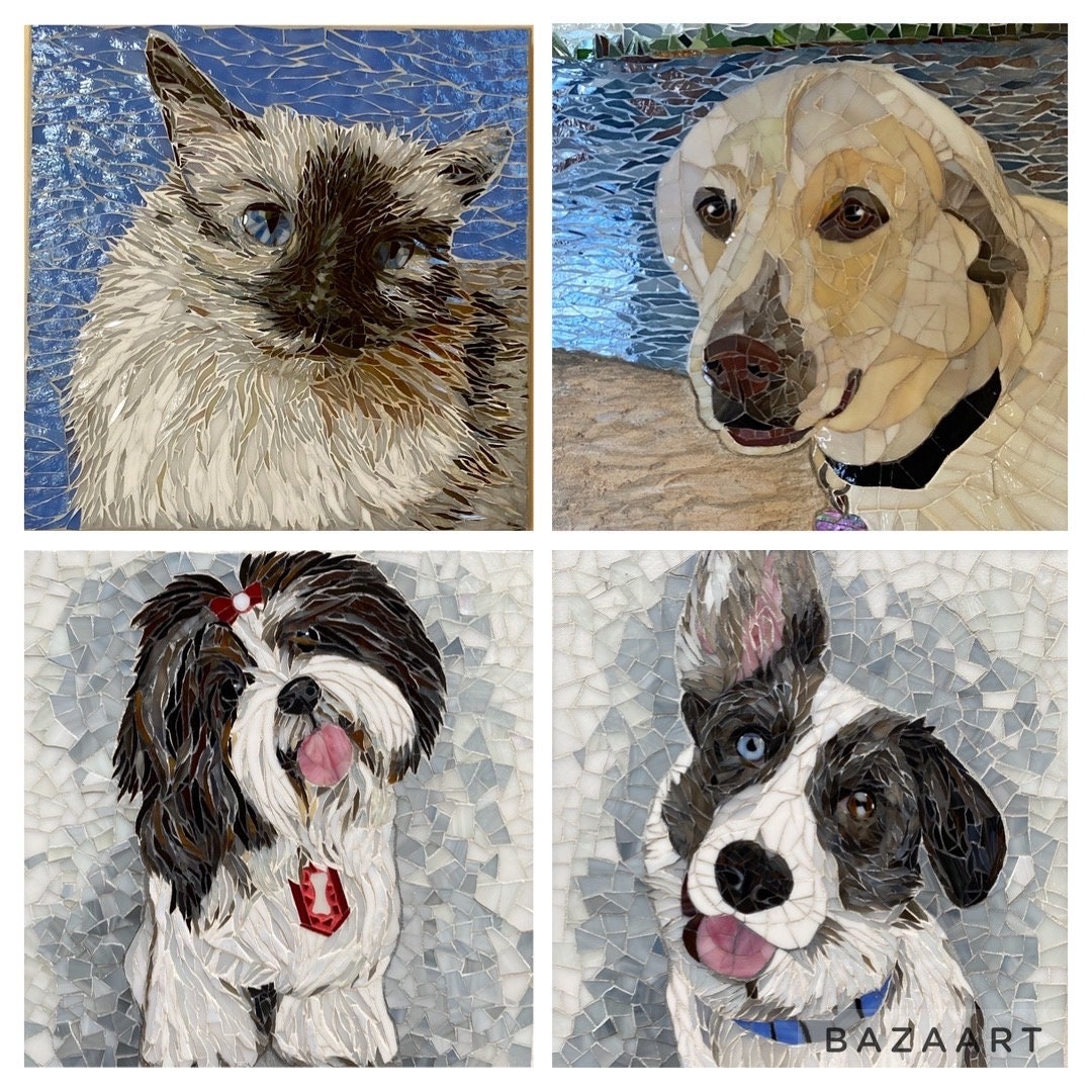 Mosaic Dog Portrait /custom Pet Portrait/stained Glass Mosaic/gift - Etsy