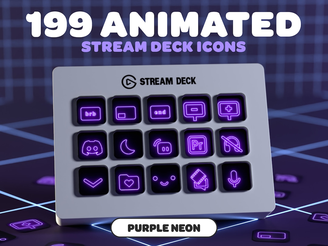 ANIMATED PURPLE NEON Stream Deck Icons Streamer Twitch Discord Youtube ...