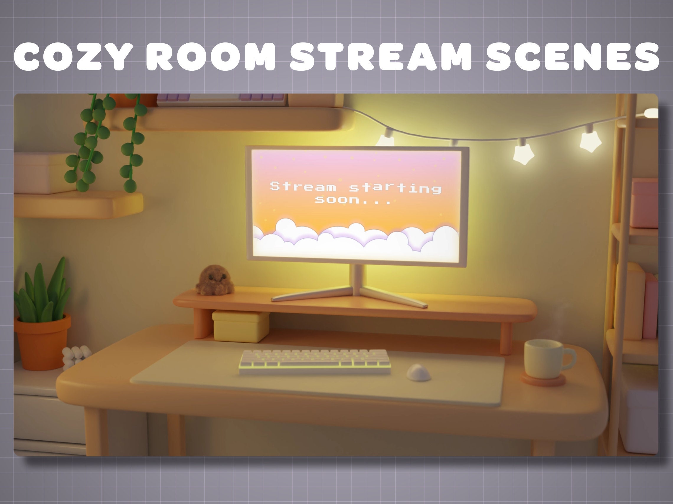 ANIMATED STREAM SCENES Cozy Room Pastel Yellow Streamer - Etsy
