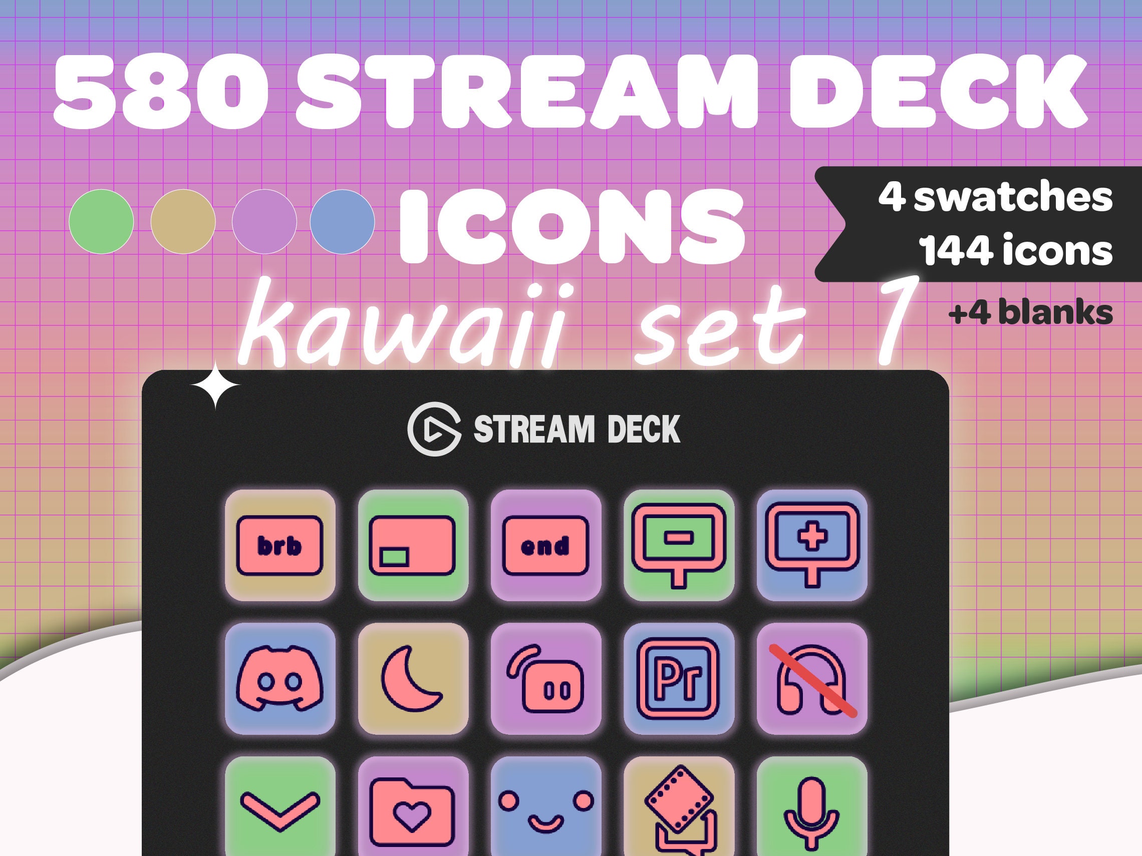 STREAM DECK ICONS Kawaii Set 1 Streamer Twitch Discord - Etsy UK
