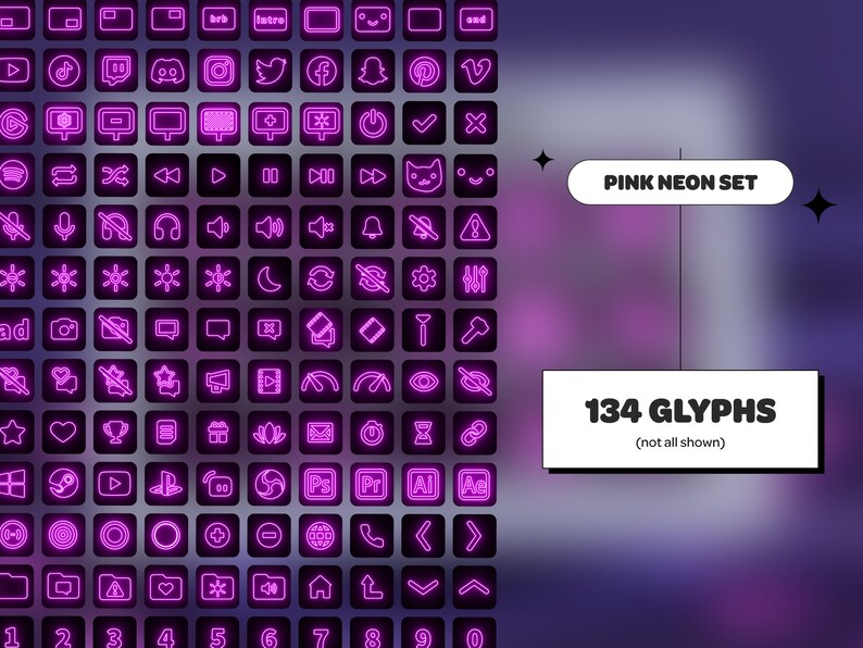 Animated STREAM DECK ICONS Neon Bundle Streamer Twitch - Etsy