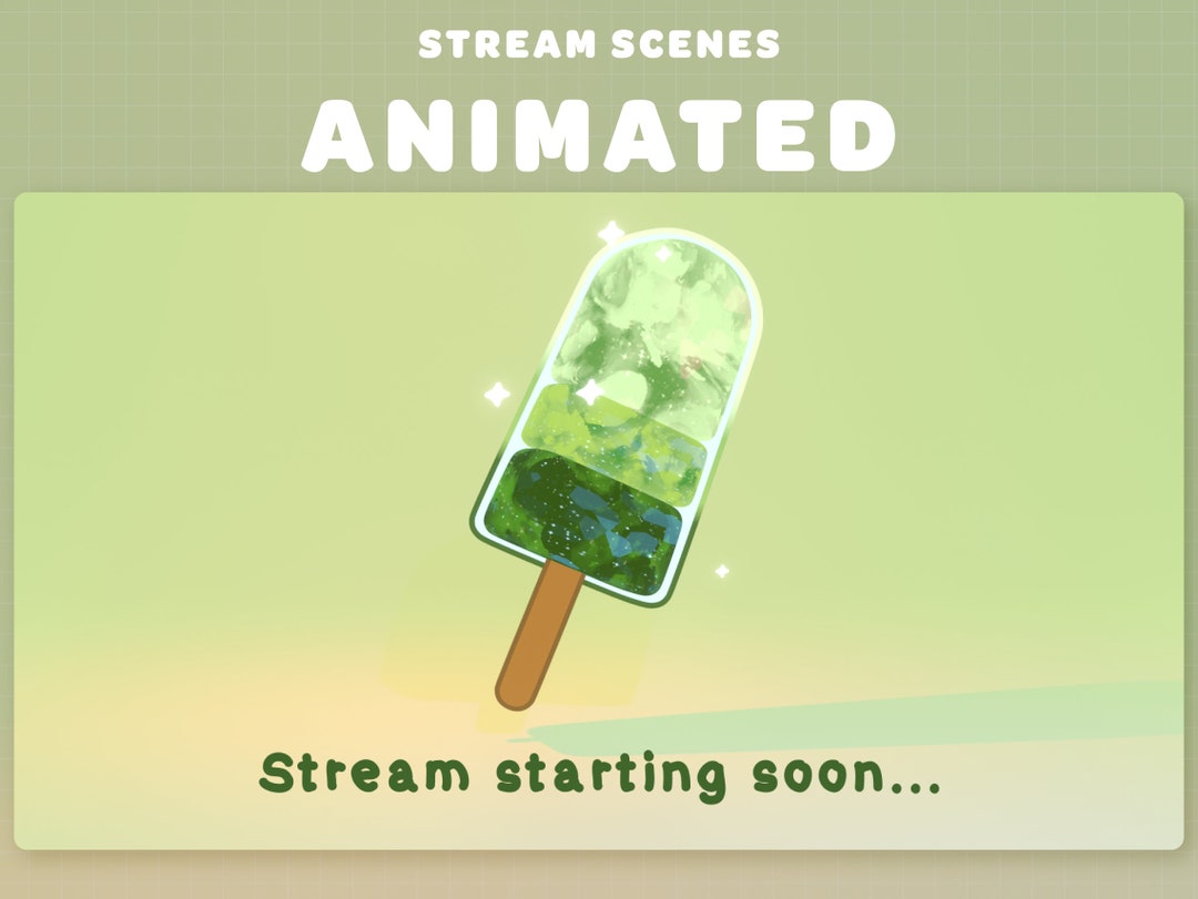 Matcha Galaxy Popsicle ANIMATED STREAM SCENE Pack Pastel Green Summer ...