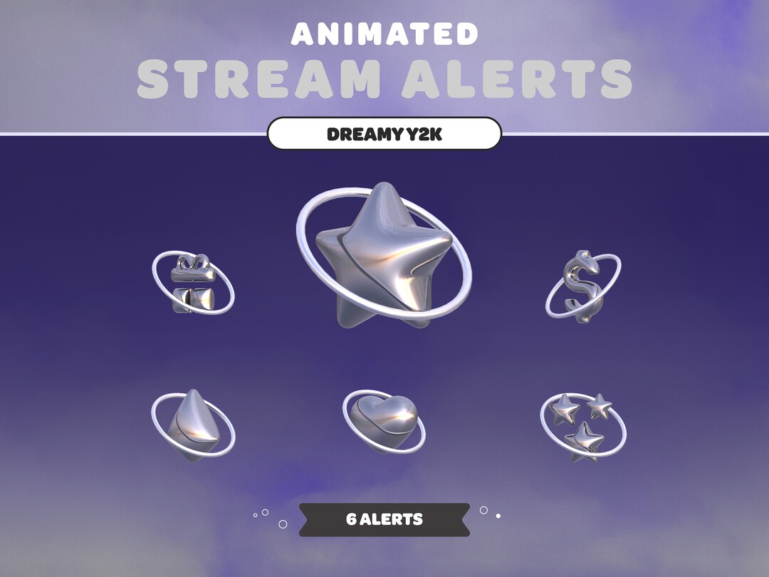 Animated STREAM ALERTS Dreamy Y2K | Silver Grey | Minimal | Streamer ...