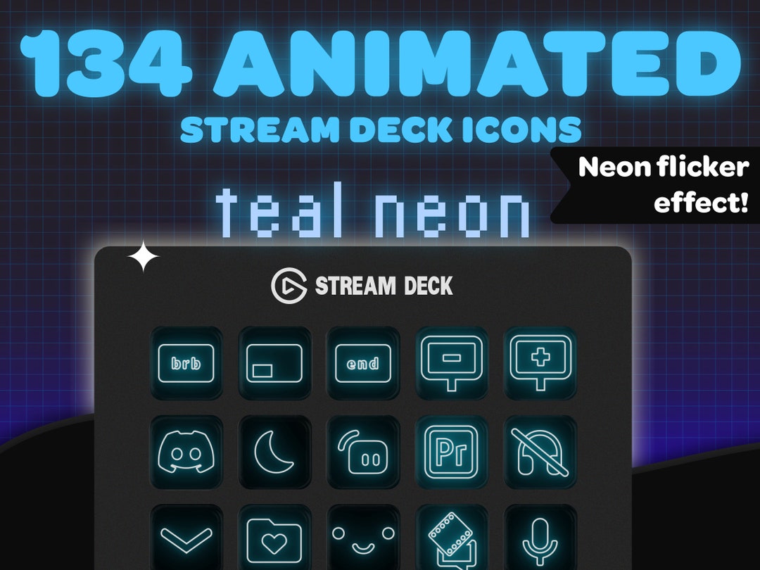 ANIMATED TEAL NEON Stream Deck Icons Streamer Twitch - Etsy