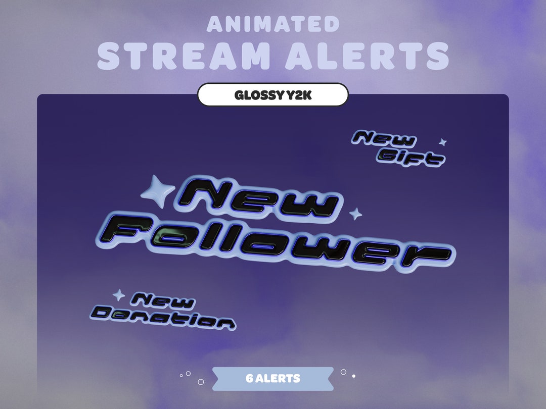 Animated STREAM ALERTS Glossy Y2K | Blue & Black | Minimal | Streamer ...