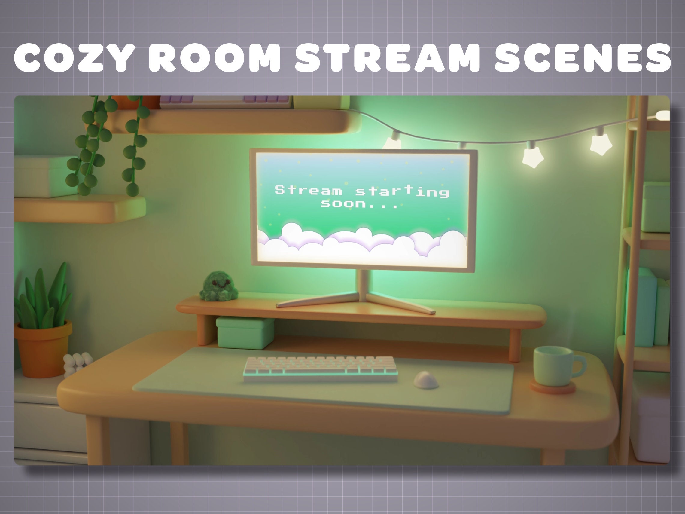ANIMATED STREAM SCENES Cozy Room Turquoise / Teal Streamer - Etsy